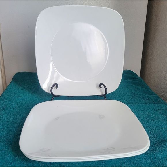 Corelle | Dining | Corelle Square Purewhite4 Pcs Dinnerplates | Poshmark